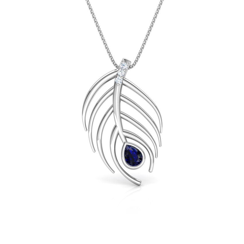 Diamond,Gemstone Pendants 18 Karat White Gold Mayur Svelte Gemstone Pendant